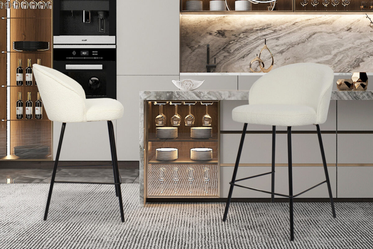 June barstoel, bouclé stof - Meubelen Dino