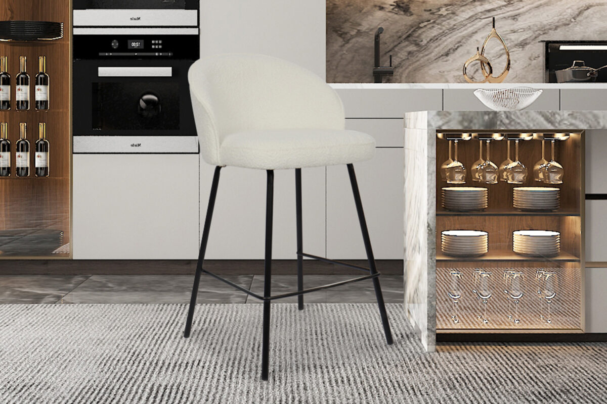 June barstoel, bouclé stof - Meubelen Dino