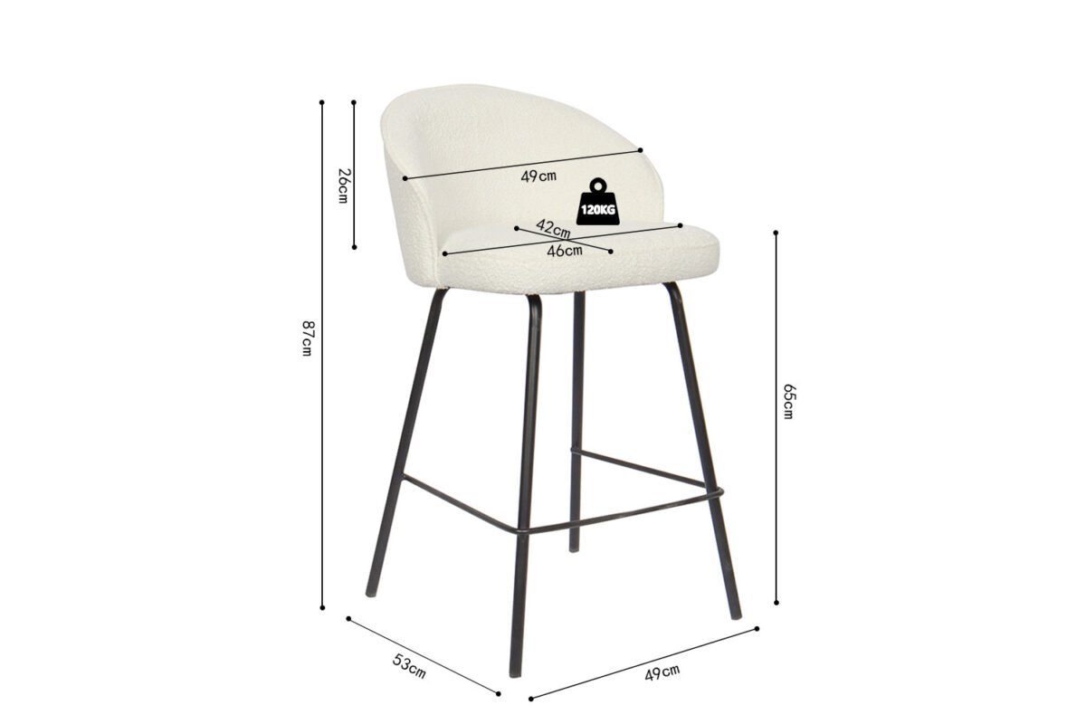 June barstoel, bouclé stof - Meubelen Dino